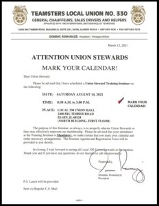 ATTENTION STEWARDS – 2021 UNION STEWARD TRAINING SEMINAR. MARK YOUR ...
