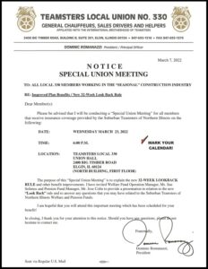 NOTICE SPECIAL UNION MEETING MARCH 23, 2022